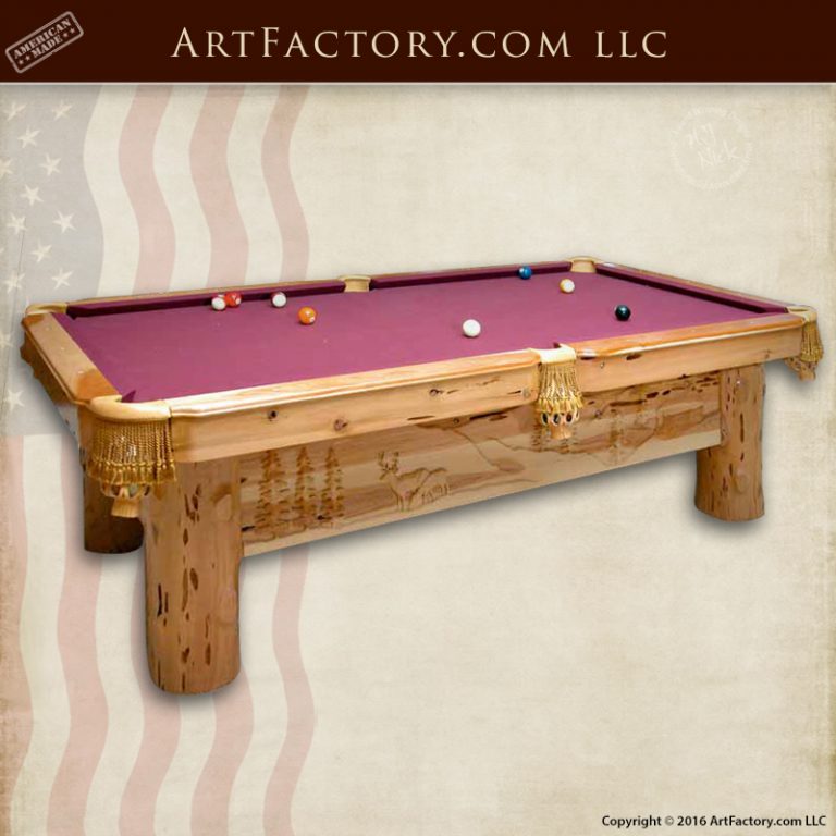 Hand Carved Pool Table - American West 1845 Pool Table