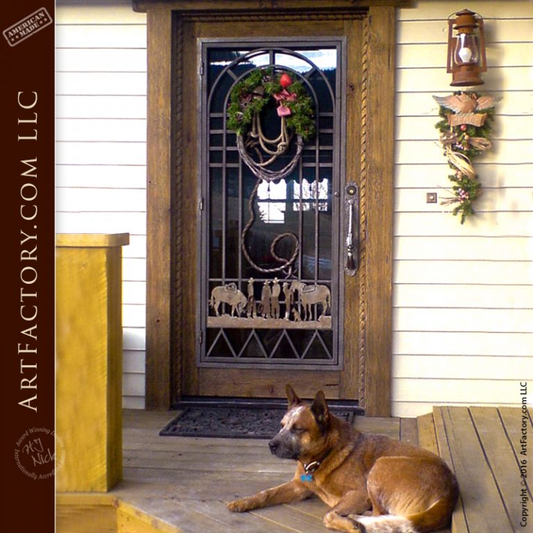 Custom Old Western Style Door: With Fine Art Decorative Security Grill