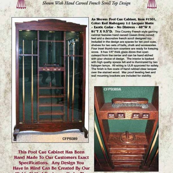 Pool Cue Cabinets | Custom Furniture Pool Stick Racks