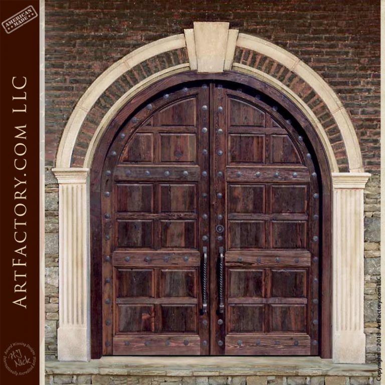 Arched Wood Panel Castle Doors: Handmade By Master Craftsmen
