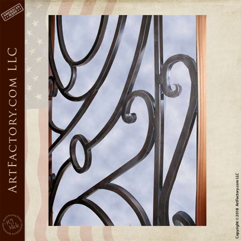 Custom French Ironwork Door: Solid Wood, Tempered Glass, Wrought Iron