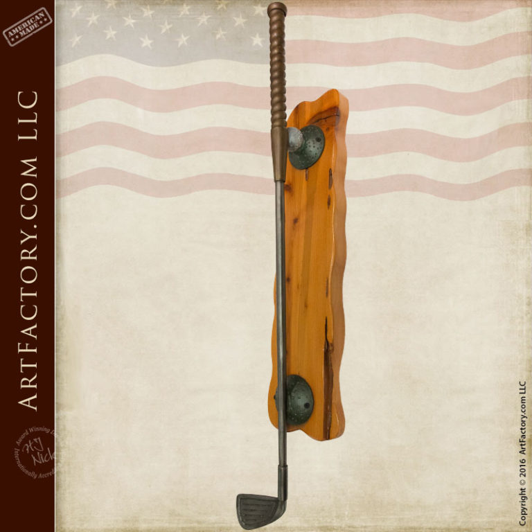 Golf Club Door Handle: Custom Blacksmith Hand Forged Iron Hardware