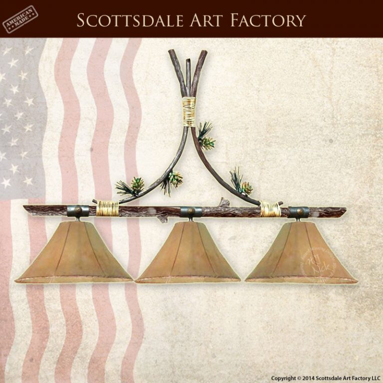 Rustic Lodge Chandelier Pine Branch Custom Lighting Iron