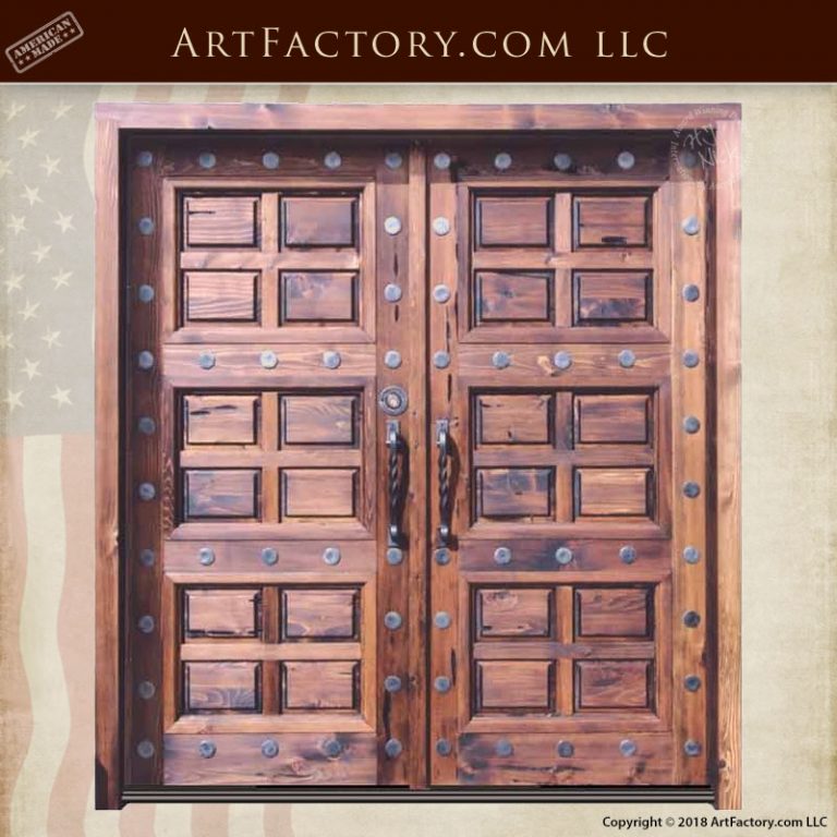 Raised Panel Wooden Double Doors: With Custom Hand Forge Hardware