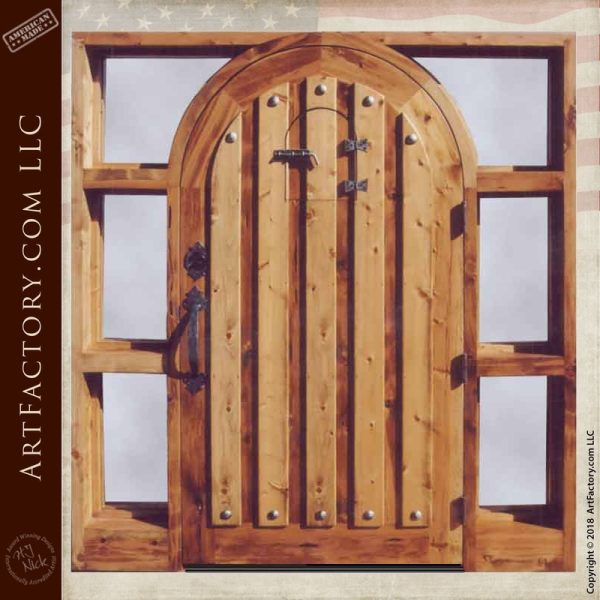 Arched Wooden Speakeasy Door: Custom Vertical Plank Entrance