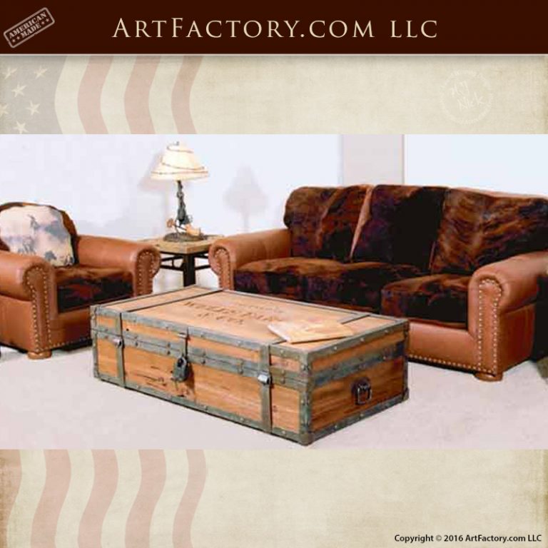 Wells Fargo Coffee Table: Stage Coach Strong Box Storage Chest