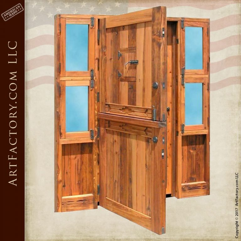 Custom Handcrafted Dutch Door: With Sidelights And Security Grill