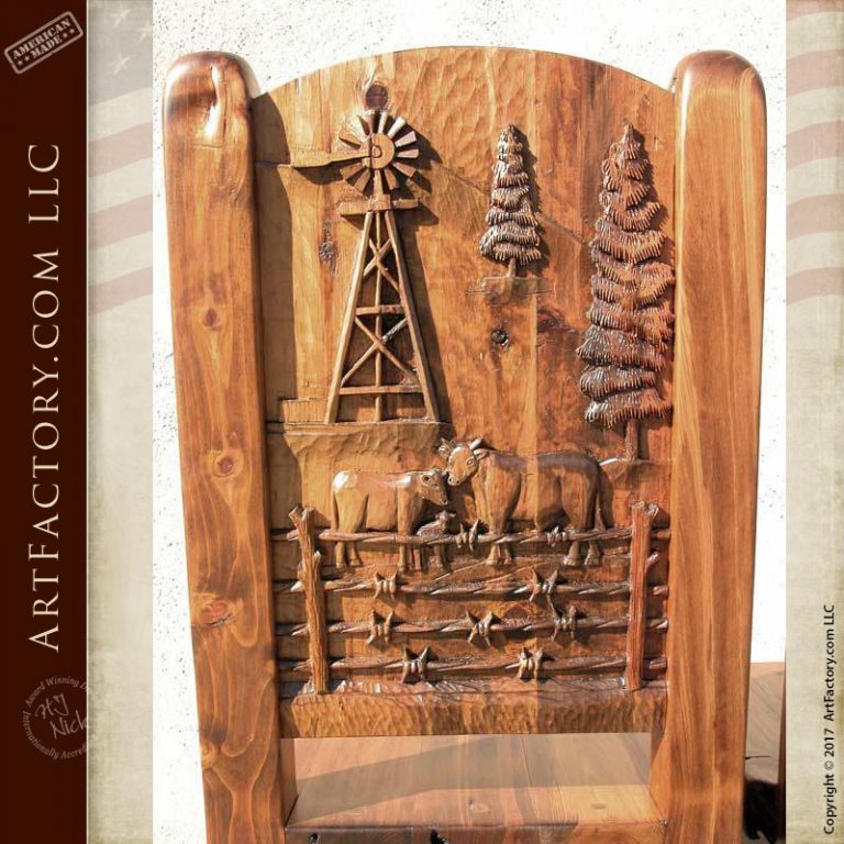 Rustic Country Dining Table: With Matching Hand Carved Wooden Chairs