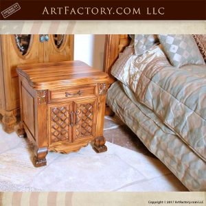 French Baroque Style Nightstand: Master Hand Carved Fine Art Certified
