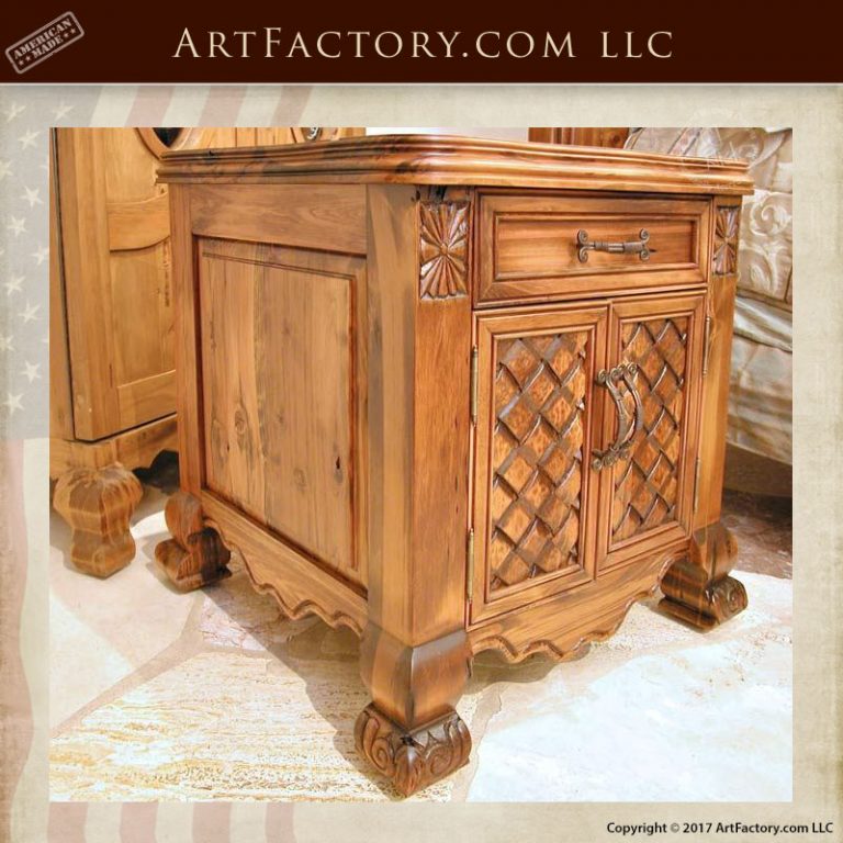 French Baroque Style Nightstand: Master Hand Carved Fine Art Certified