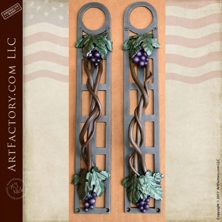 Grapevine Cluster Door Handle: Hand Forged By Master Blacksmith