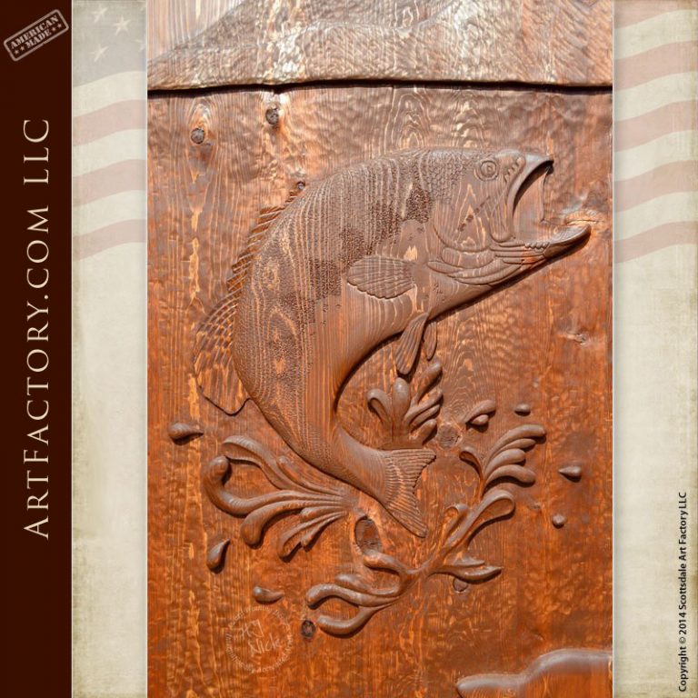 Hand Carved Fish Door: Handcrafted Solid Wood Fine Art Entrances