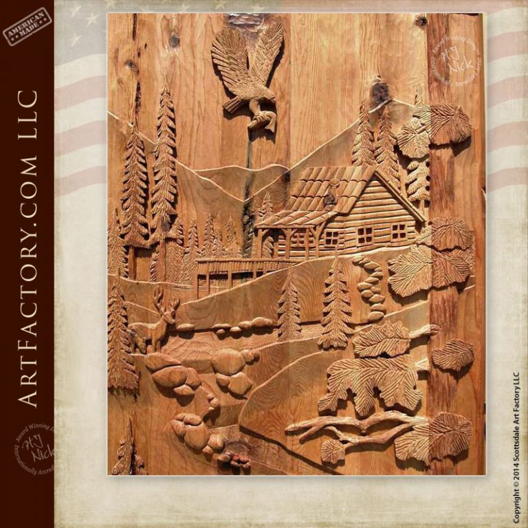 Hand Carved Fishing Door: The Perfect Lodge Or Log Cabin Entrance
