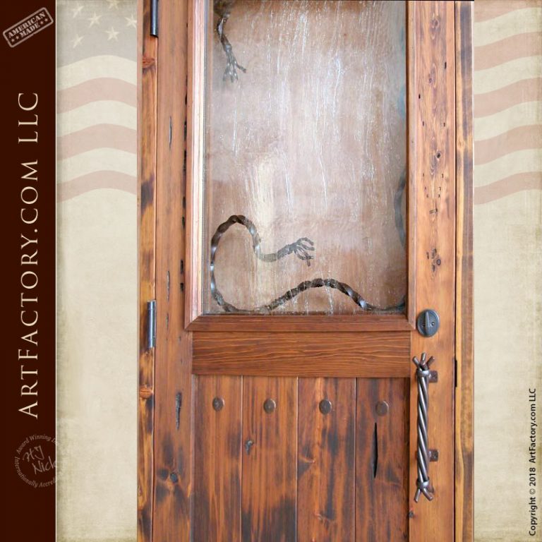 Western Style Front Door: Custom Handcrafted Cowboy Themed Entrance