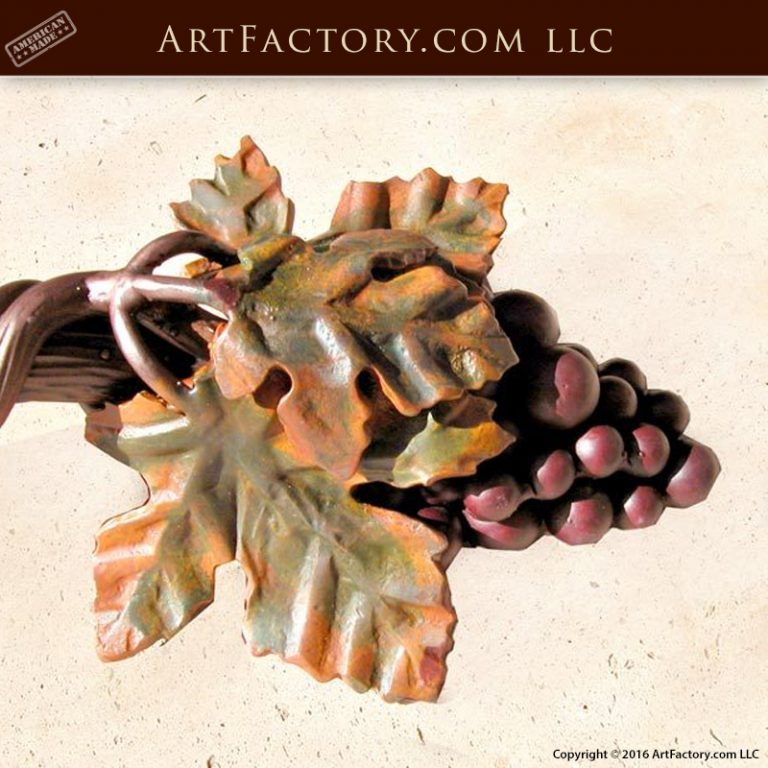 Custom Grape Clusters Vine Door Pull: Hand Forged Fine Art Hardware