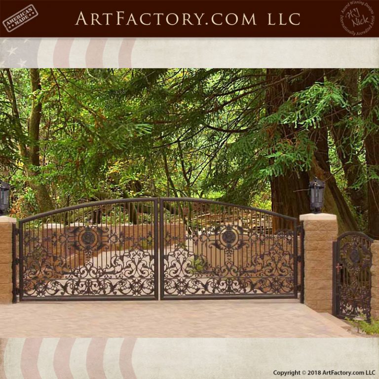 Gothic Style Iron Gate: Custom Hand Forged Wrought Iron Gates