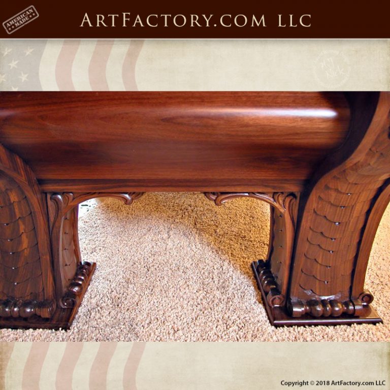 Custom Carved Walnut Pool Table - Handmade Six Leg F X Ganter's Style