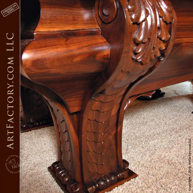 Custom Carved Walnut Pool Table - Handmade Six Leg F X Ganter's Style