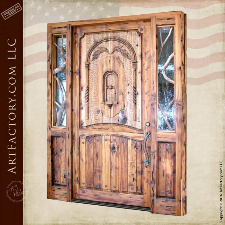 Rustic Log Cabin Door: Custom Solid Wood Entrance Doors