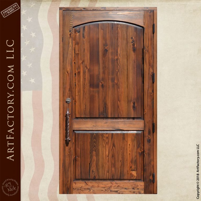 Planked 2 Panel Door: Solid Wood With Hand Forged Iron Hardware