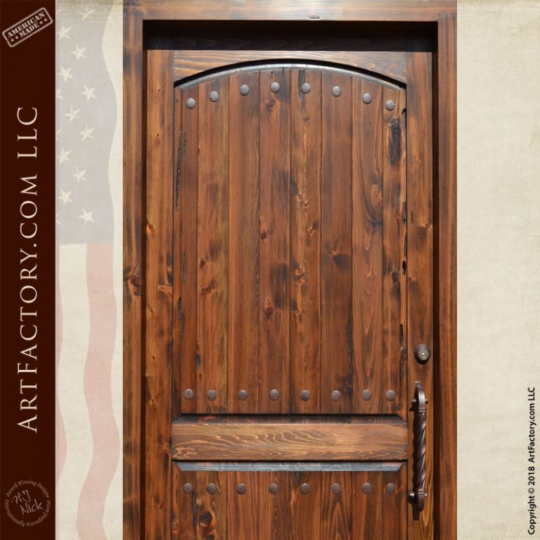 Planked 2 Panel Door: Solid Wood With Hand Forged Iron Hardware