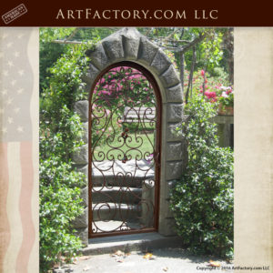 Hand Forged Iron Garden Gate - Custom Scroll And Rose Design