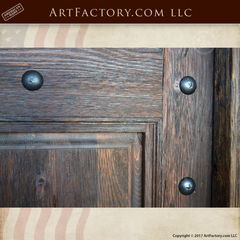 Wood Panel Fortress Door: With Customizable Hand Forged Iron Hardware
