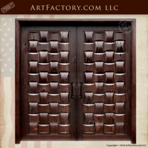 Hand Carved Basket Weave Doors - Thick Solid Wood Handmade