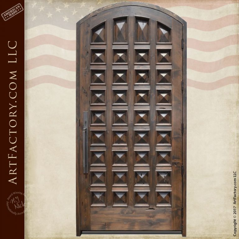 Pyramid Panel Castle Door: With Hand Forged Wrought Iron Hardware