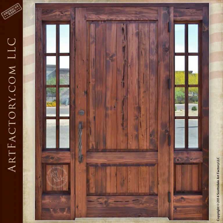Custom Handmade Front Door: With Sidelights And Triangular Transom