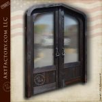 Gambrel Arch Double Doors: With Glass Panels And Custom Hardware