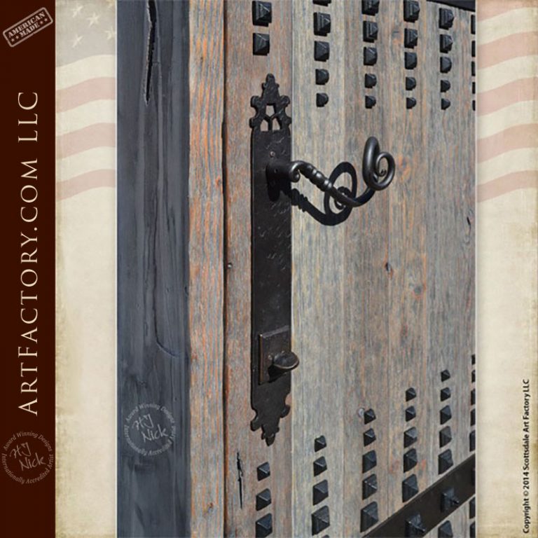Arched Castle Door: Built From Solid Wood With Hand Forged Hardware