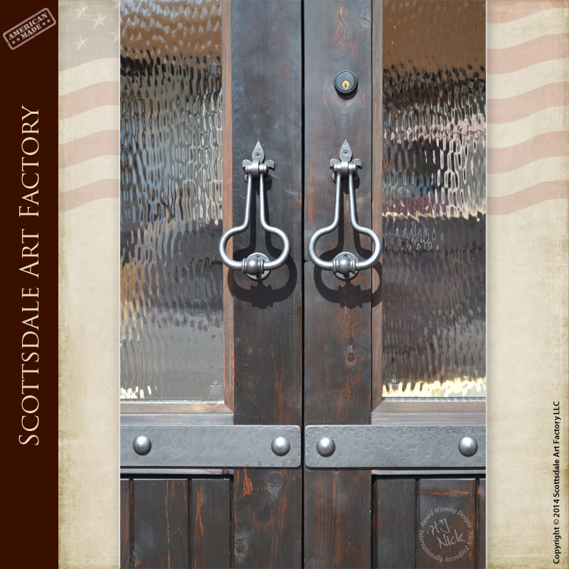 Gambrel Arch Double Doors: With Glass Panels And Custom Hardware