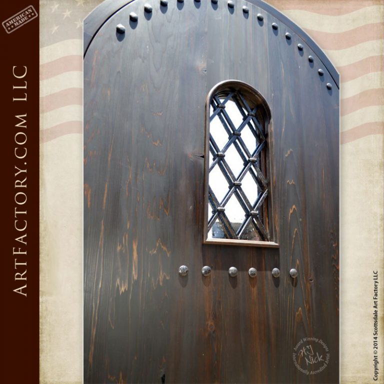 Arched Fortress Door: Custom Decorative Blacksmith Forged Hardware