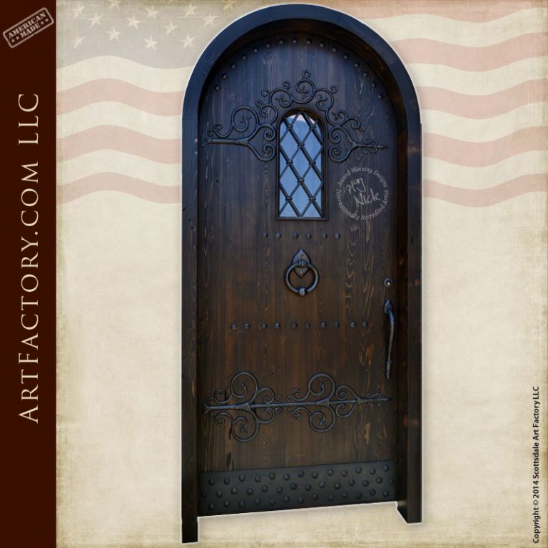 Arched Fortress Door: Custom Decorative Blacksmith Forged Hardware