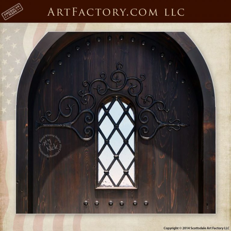 Arched Fortress Door: Custom Decorative Blacksmith Forged Hardware