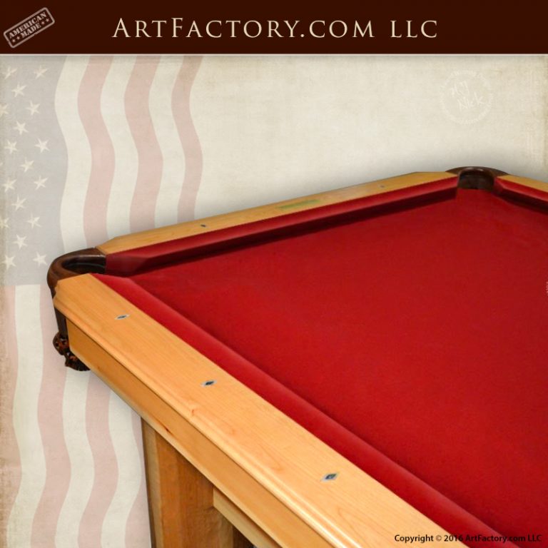 Handcrafted Custom Pool Table - Fine Grain Leather Pockets