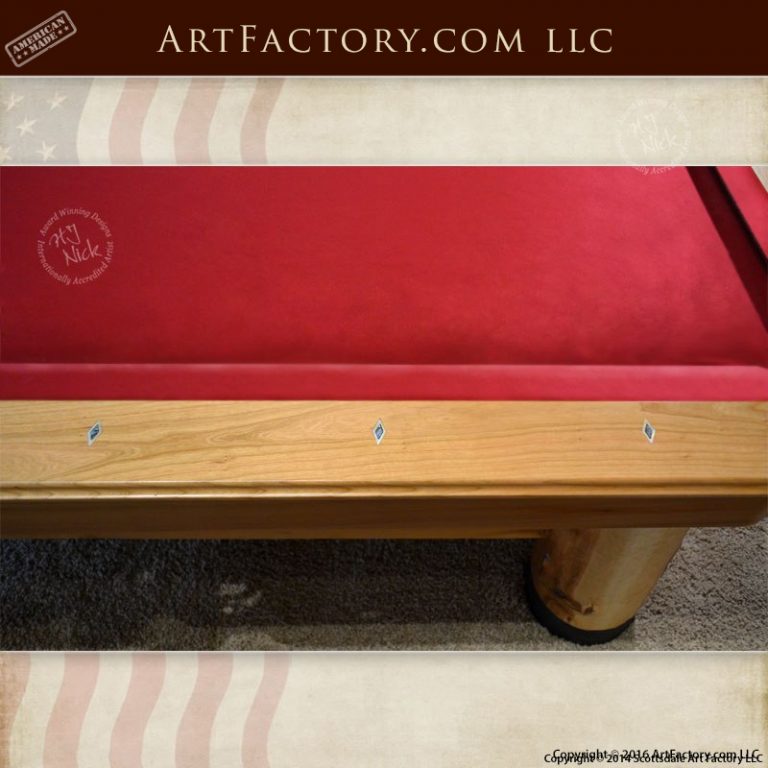 Handcrafted Custom Pool Table - Fine Grain Leather Pockets