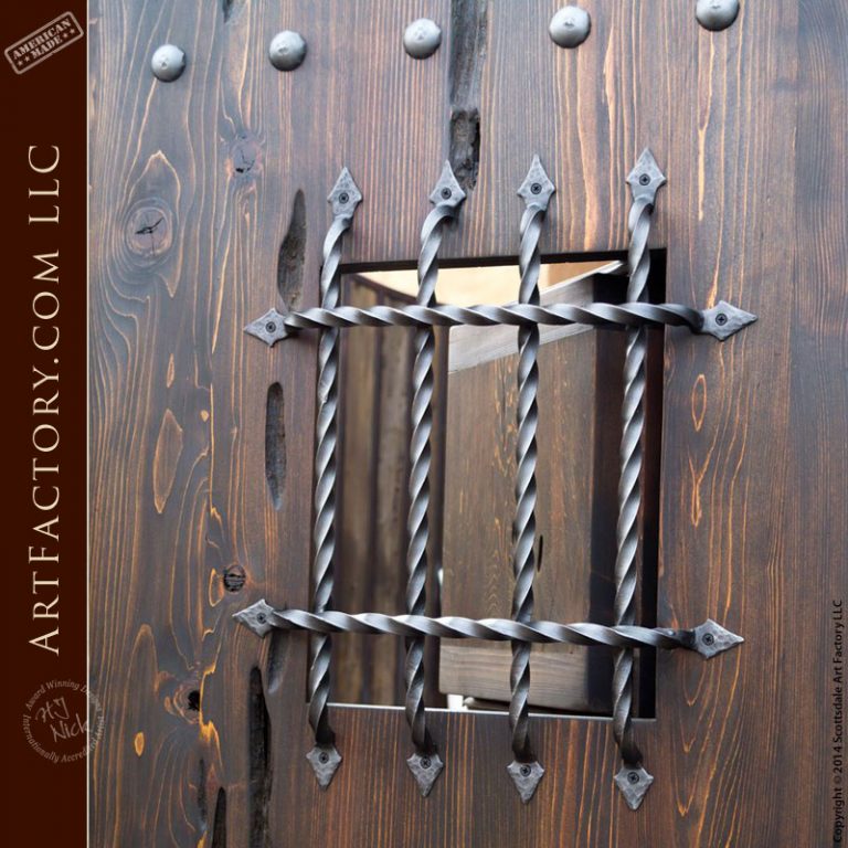 Custom Fortress Entrance Door: With Transom & Hand Forged Hardware