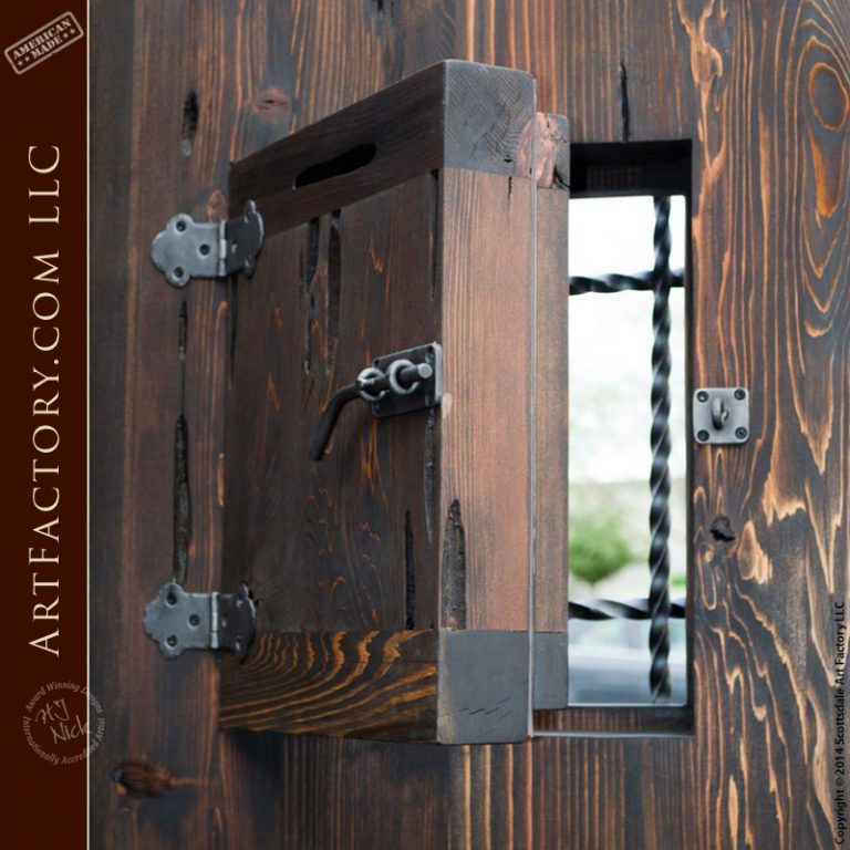 Custom Fortress Entrance Door: With Transom & Hand Forged Hardware
