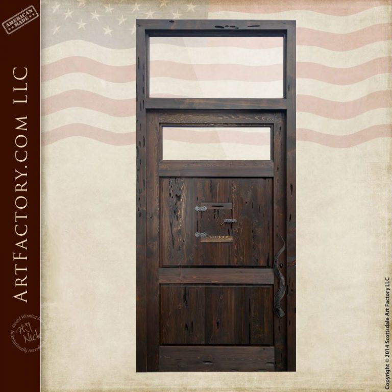 Custom Fortress Entrance Door: With Transom & Hand Forged Hardware