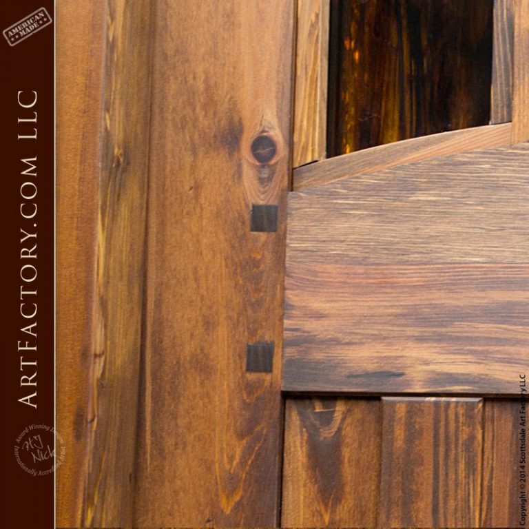 Handmade Craftsman Front Door: Root Beer Glass Transom & Sidelights