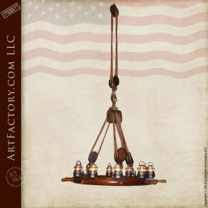 Nautical Ship Wheel Chandelier: Built With Genuine Antique Boat Parts