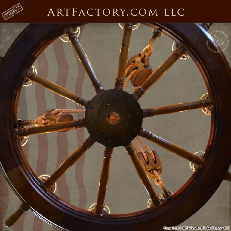Nautical Ship Wheel Chandelier: Built With Genuine Antique Boat Parts