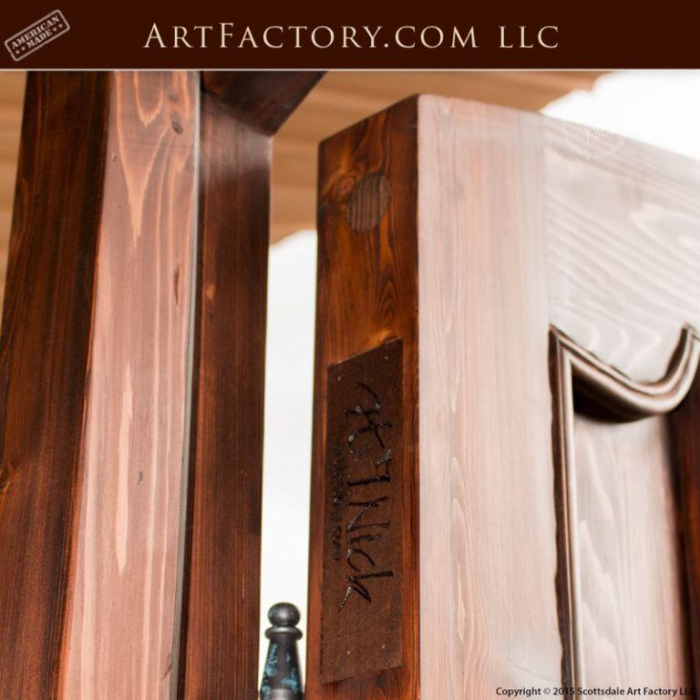 Custom Castle Entrance Doors: Iron Speakeasy Grill & Strap Hinges