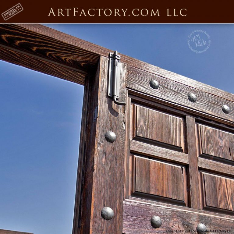 Matching Multi Panel Wood Doors: With Custom Hand Forged Hardware