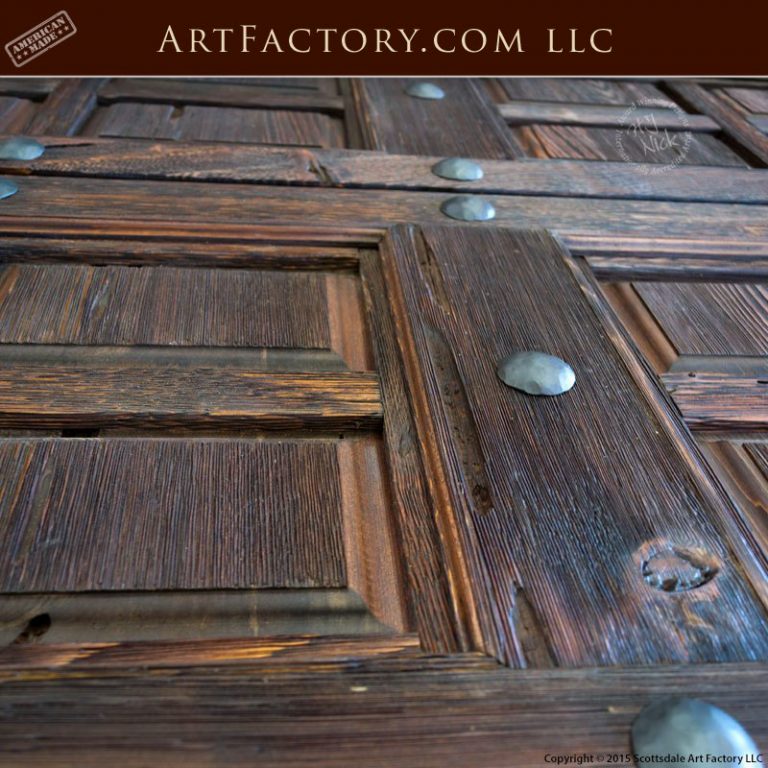 Matching Multi Panel Wood Doors: With Custom Hand Forged Hardware