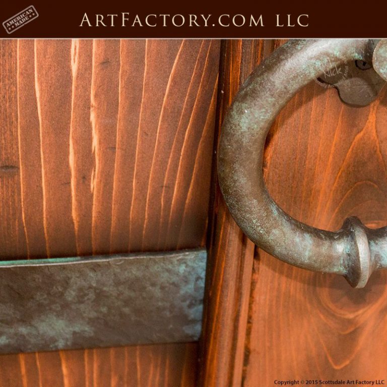 Rustic Custom Front Door: Solid Wood With Hand Forged Iron Accents