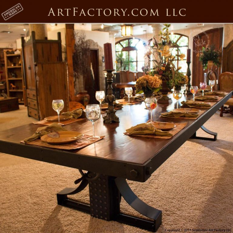 Custom Industrial Crank Table: Handmade By Master Craftsmen