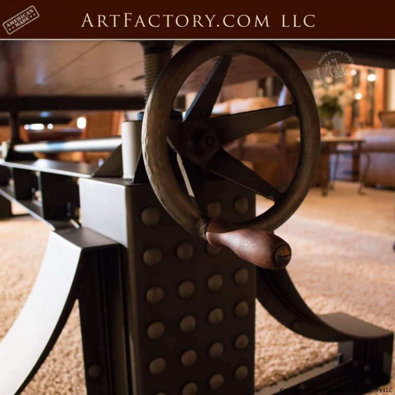 Custom Industrial Crank Table: Handmade By Master Craftsmen